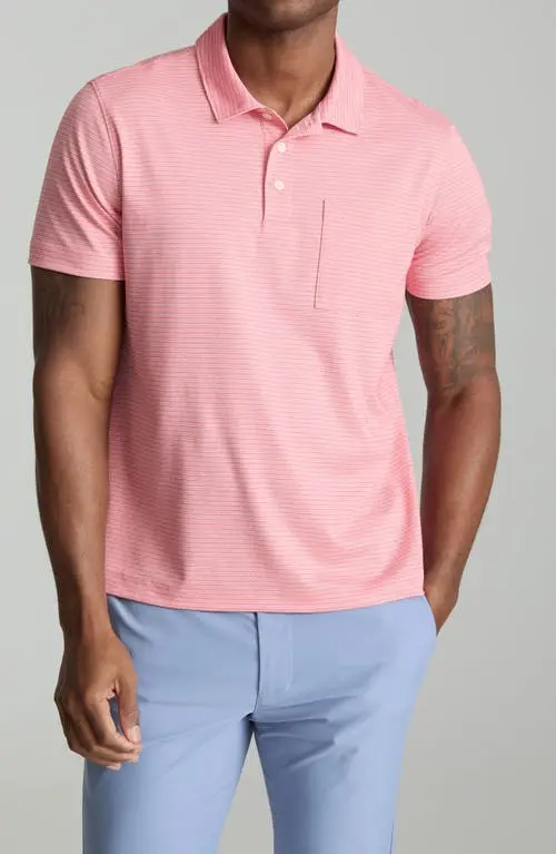UNTUCKIT Gilbert Stripe Pocket Piqué Performance Polo - Pink