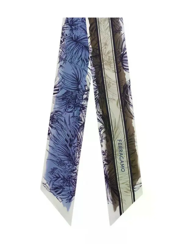 FERRAGAMO Printed Silk Scarf - Blue