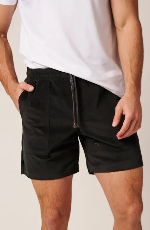 LEISURE LAB Patch Pocket Corduroy Shorts - Black