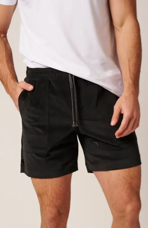 LEISURE LAB Patch Pocket Corduroy Shorts - Black
