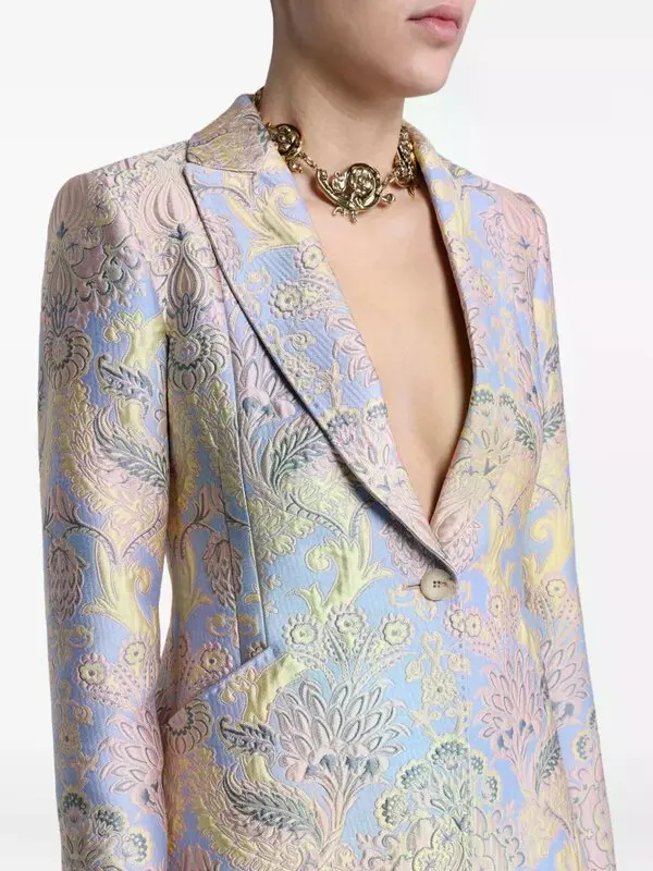 Etro Floral-jacquard Blazer - Blue
