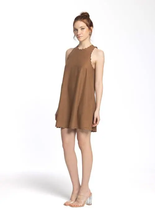 MONLICIA Calia Mini Linen Dress - Brown