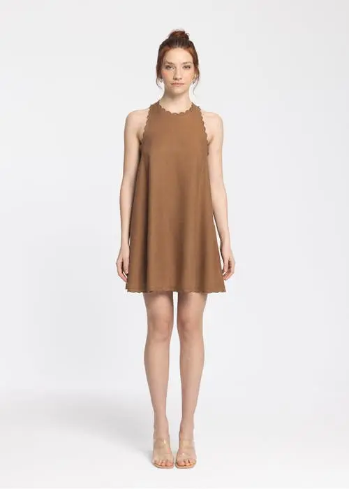 MONLICIA Calia Mini Linen Dress - Brown