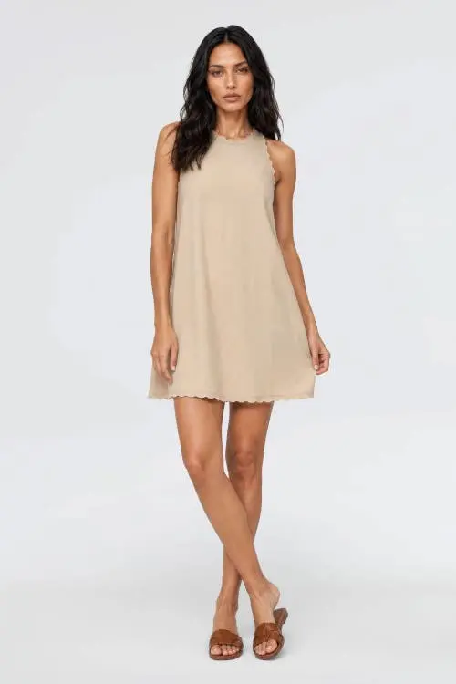 MONLICIA Calia Linen Blend Sleeveless Fit & Flare Mini Dress - Cream