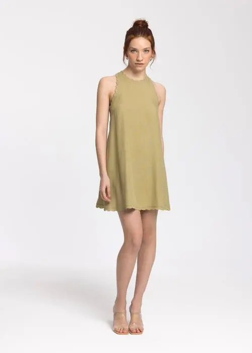MONLICIA Calia Linen Blend Sleeveless Fit & Flare Mini Dress - Light Green