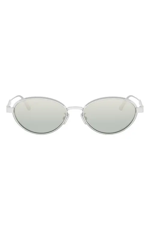 Dior Cannage R1u Oval Sunglasses - Shiny Palladium / Blue Mirror