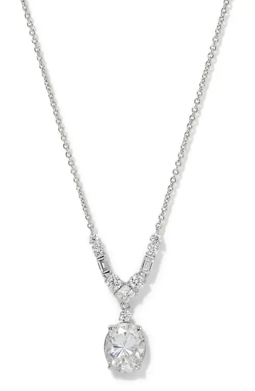 Nadri Delphine Cubic Zirconia Frontal Necklace - Rhodium