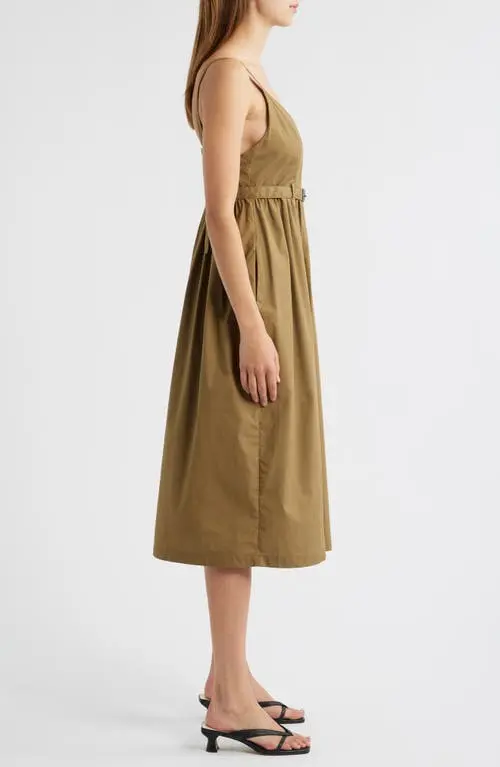 Steve Madden Juno Halter Neck Cotton Dress - Deep Olive