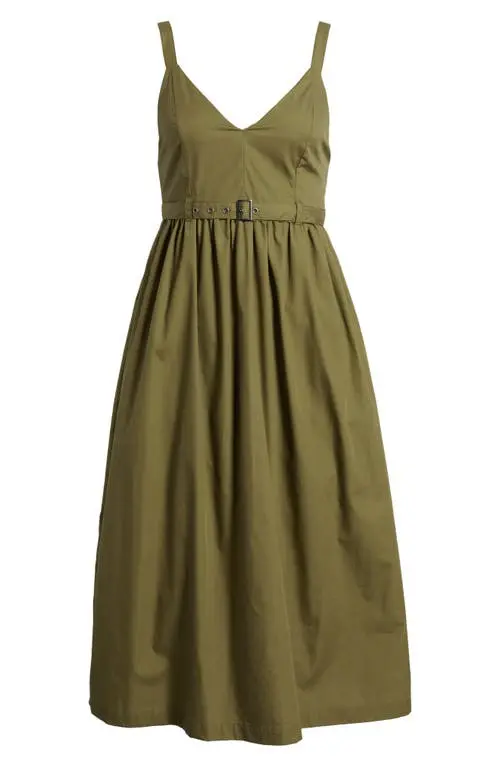 Steve Madden Juno Halter Neck Cotton Dress - Deep Olive