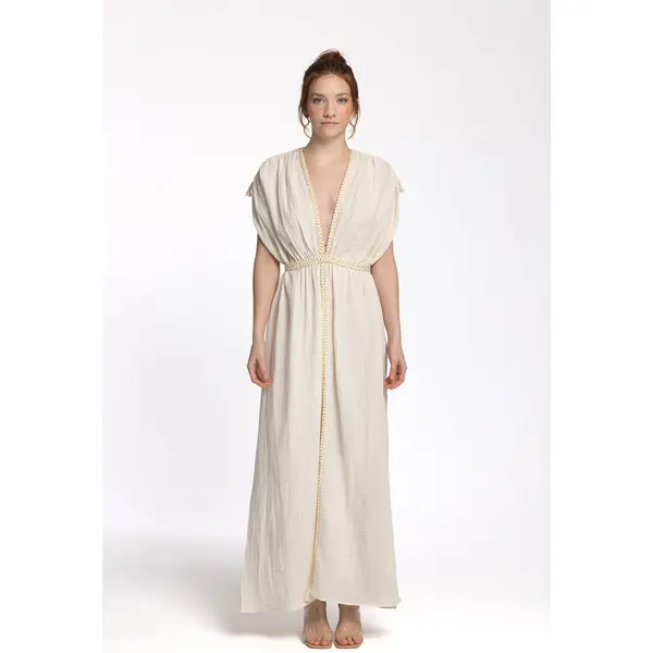 MONLICIA Helen Maxi Dress 100% Cotton - Ivory
