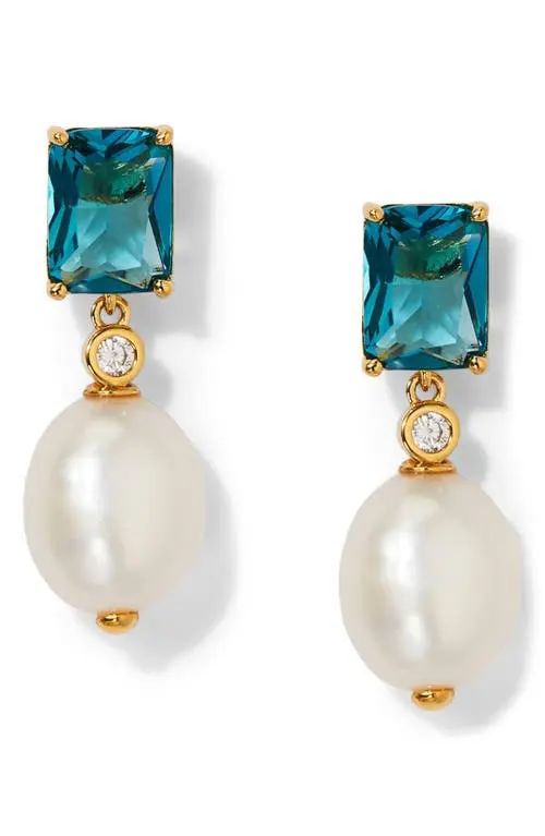 Nadri Freshwater Pearl Drop Earrings - Gold