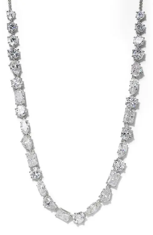 Nadri Beatrix Mixed Cubic Zirconia Tennis Necklace - Rhodium
