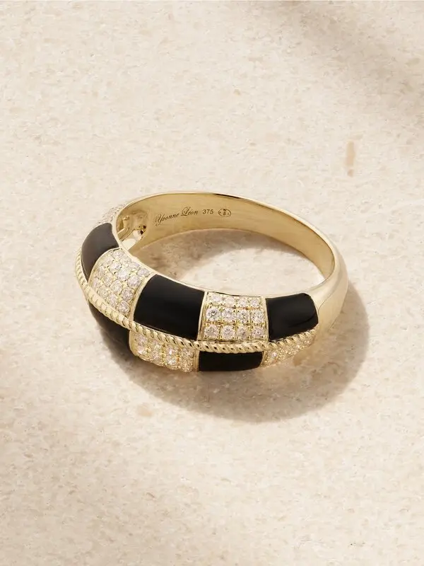 Yvonne Léon Alliance 9-karat Gold, Onyx, And Diamond Ring - Black