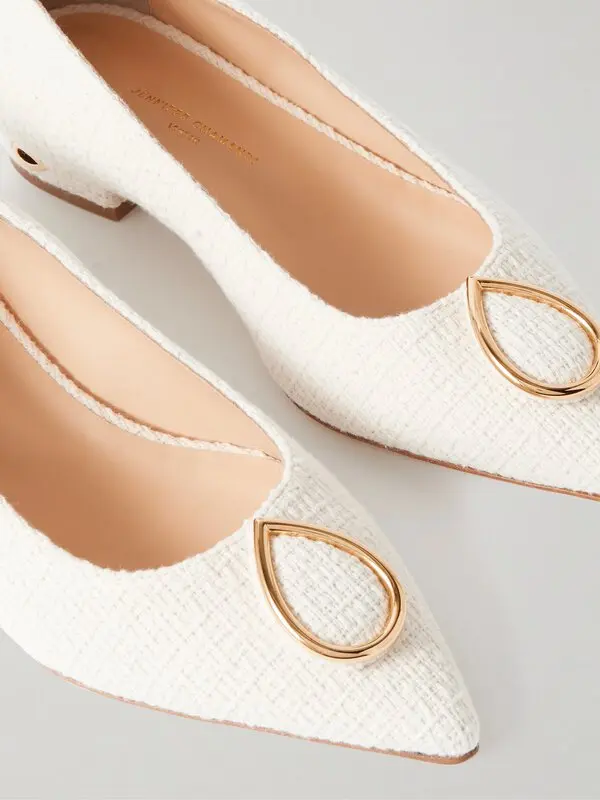 Jennifer Chamandi Lorenzo 20 Embellished Tweed Point-toe Pumps - Neutrals