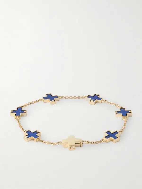 Luis Morais 14-karat Lapis Lazuli Cross Bracelet