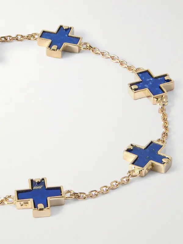 Luis Morais 14-karat Lapis Lazuli Cross Bracelet