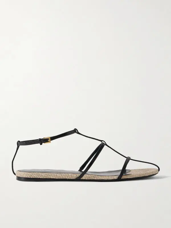 Khaite Cage Leather Sandals - Black