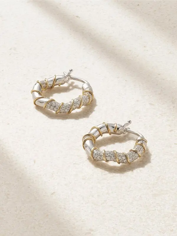 Yvonne Léon 18-karat White And Yellow Diamond Hoop Earrings - Gold