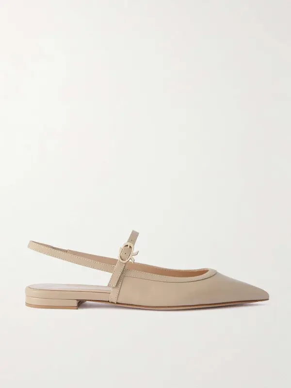 GIANVITO ROSSI Leather Point-toe Slingback Flats