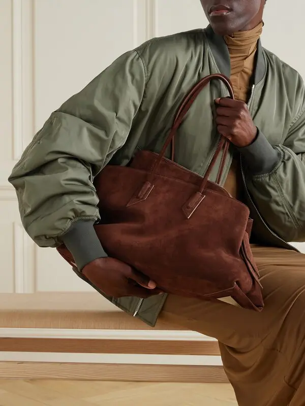 Attico La Passeggiata Medium Asymmetric Suede Tote - Brown