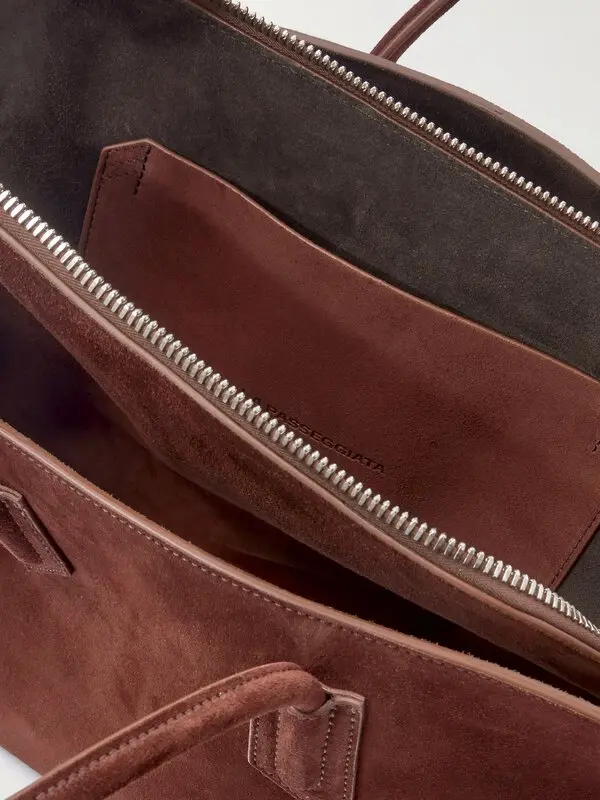 Attico La Passeggiata Medium Asymmetric Suede Tote - Brown
