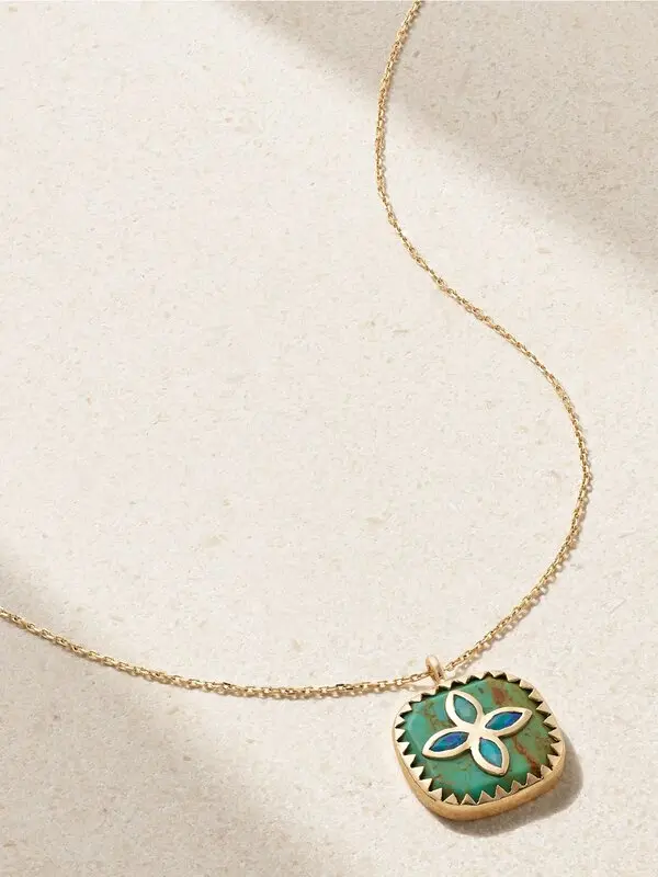 Pascale Monvoisin Bowie 9-karat Turquoise And Opal Necklace - Gold