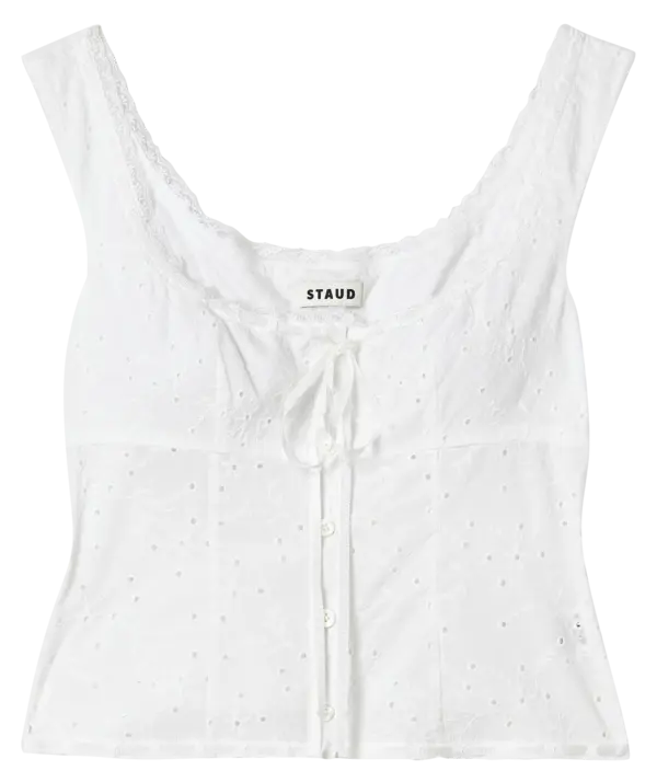 Staud Lace-trimmed Broderie Anglaise Cotton Tank - White