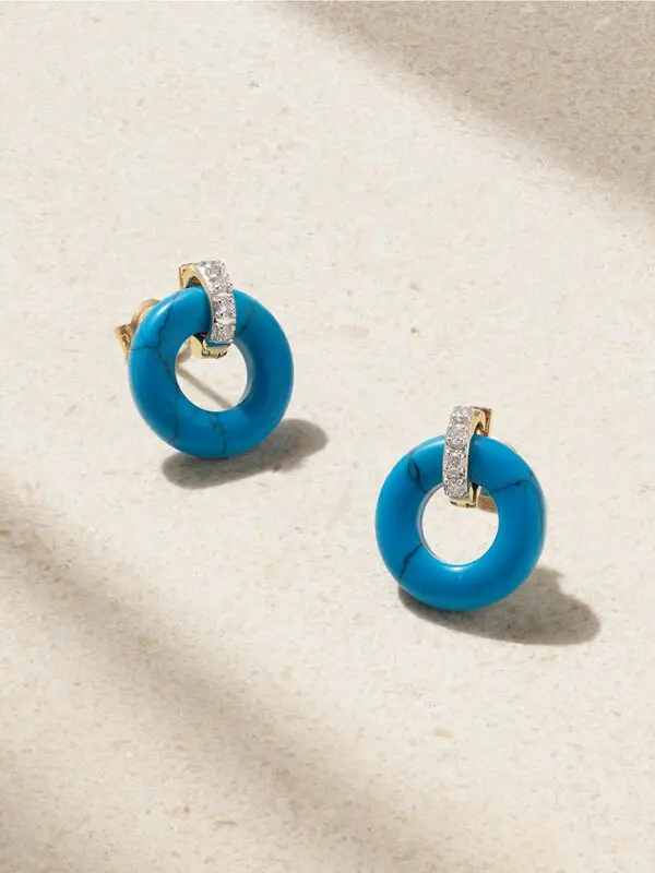 Mateo 14-karat Gold Turquoise And Diamond Earrings - Blue