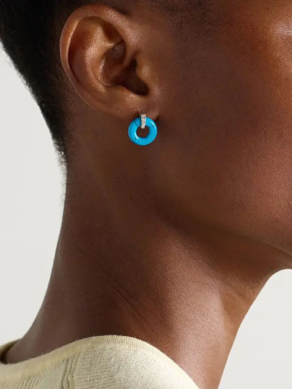 Mateo 14-karat Gold Turquoise And Diamond Earrings