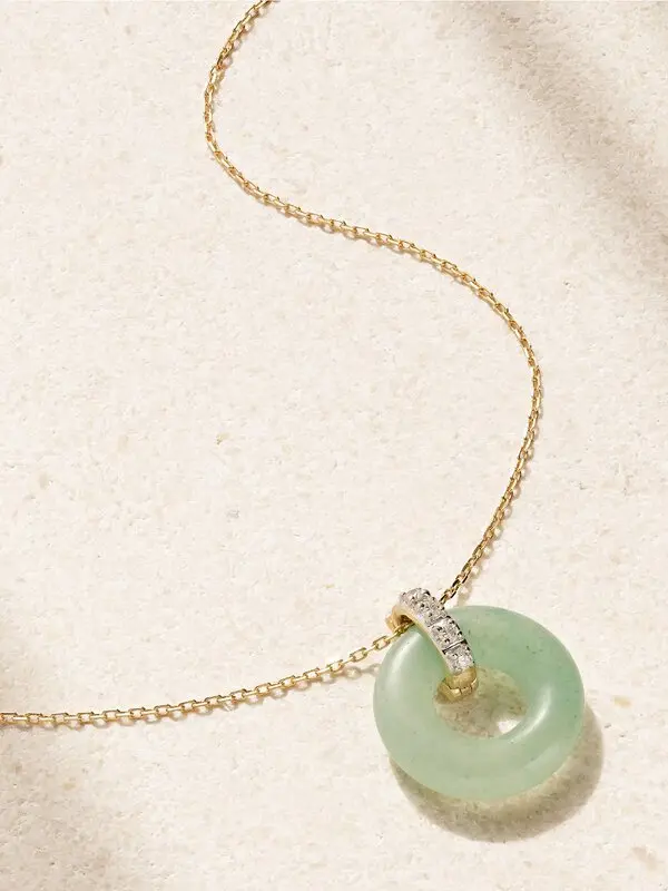 Mateo Donut Jade And Diamond Necklace - Gold