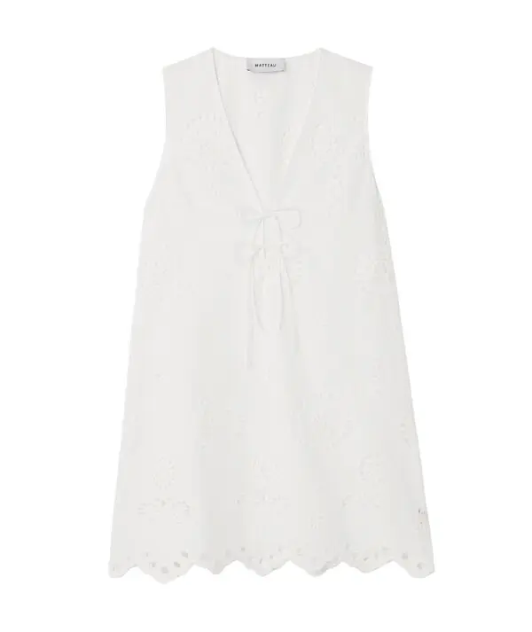 Matteau Scalloped Broderie Anglaise Cotton Mini Dress - White