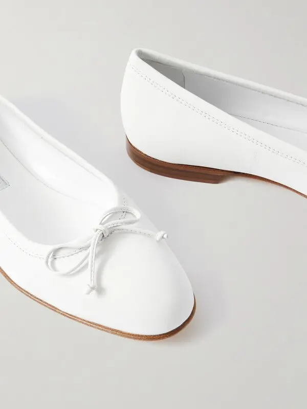Manolo Blahnik Veralli Leather Ballet Flats - White