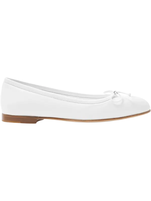 Manolo Blahnik Veralli Leather Ballet Flats - White