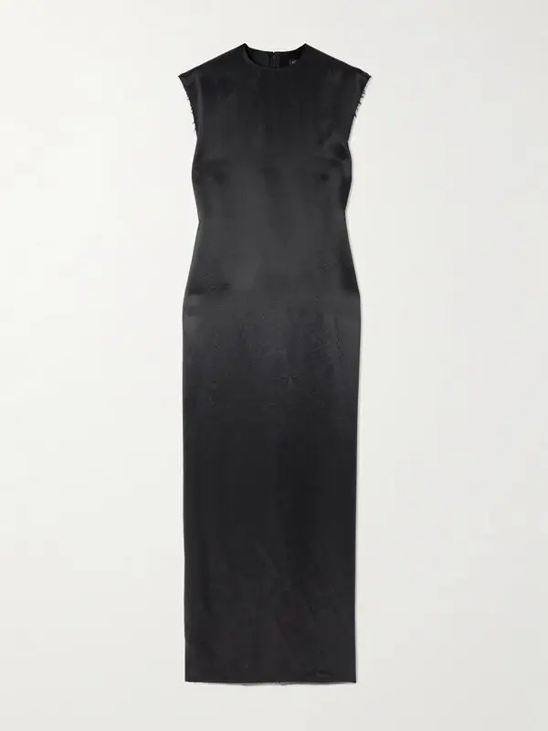 Balenciaga Frayed Satin Maxi Dress
