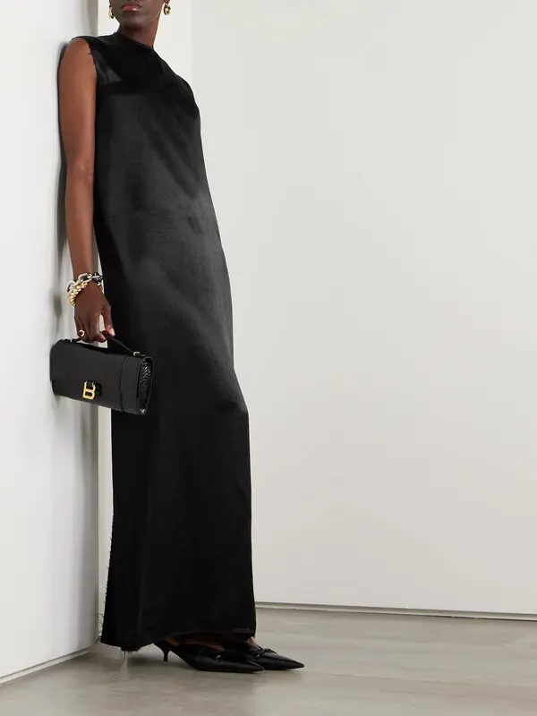 Balenciaga Frayed Satin Maxi Dress
