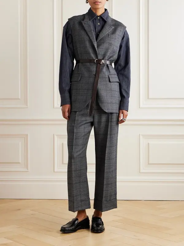 Brunello Cucinelli Prince Of Wales Checked Wool Vest - Gray