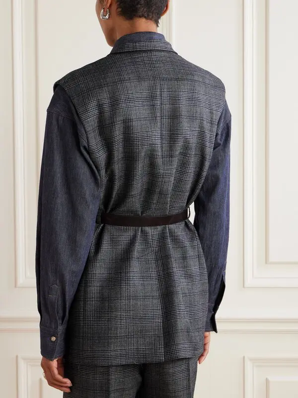Brunello Cucinelli Prince Of Wales Checked Wool Vest - Gray