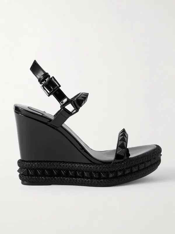 CHRISTIAN LOUBOUTIN Pyraclou 110 Studded Wedge Sandals - Black