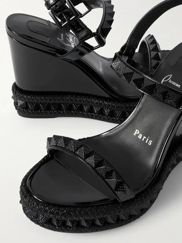 CHRISTIAN LOUBOUTIN Pyraclou 110 Studded Wedge Sandals - Black