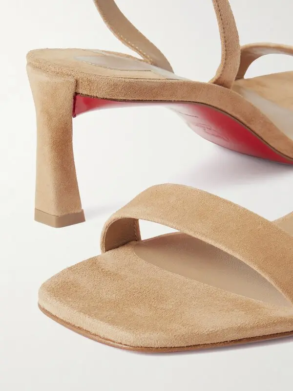 CHRISTIAN LOUBOUTIN O Condora 55 Suede Slingback Sandals - Neutrals