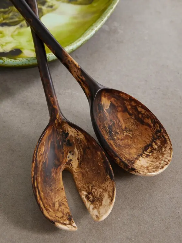 Dinosaur Designs Stone Swirled Resin Servers - Brown
