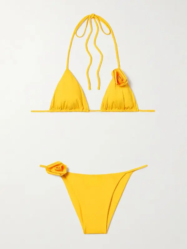 MAYGEL CORONEL Gola Appliquéd Halterneck Bikini - Yellow