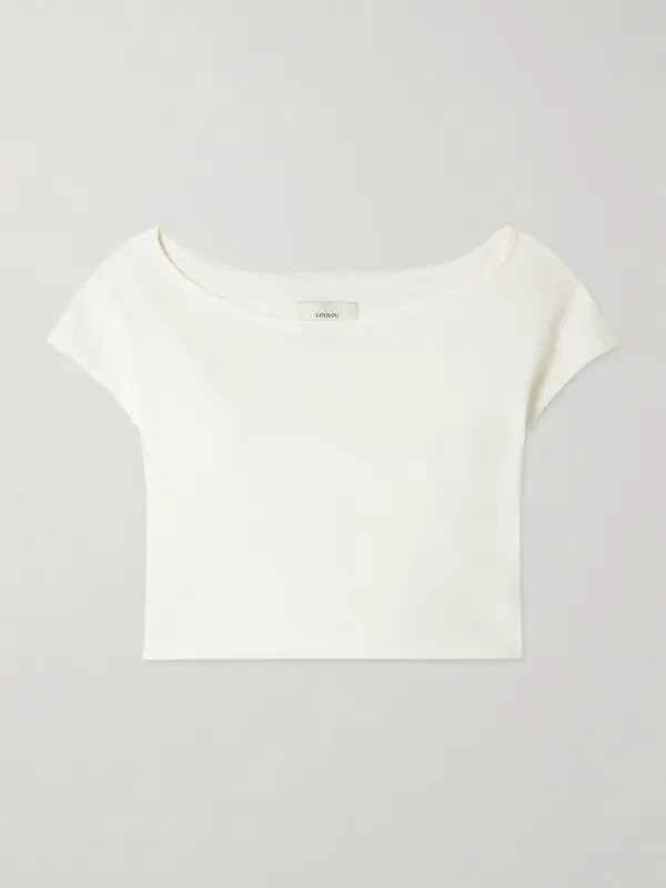 Loulou De Saison Polly Cropped Knitted T-shirt - Ivory
