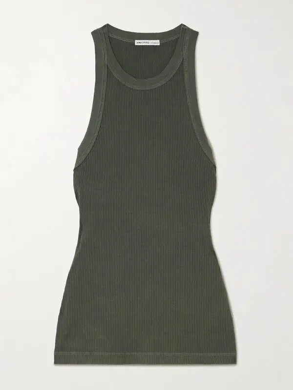 JAMES PERSE Ribbed Stretch-supima Cotton Tank - Green