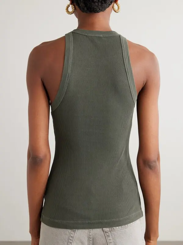 JAMES PERSE Ribbed Stretch-supima Cotton Tank - Green