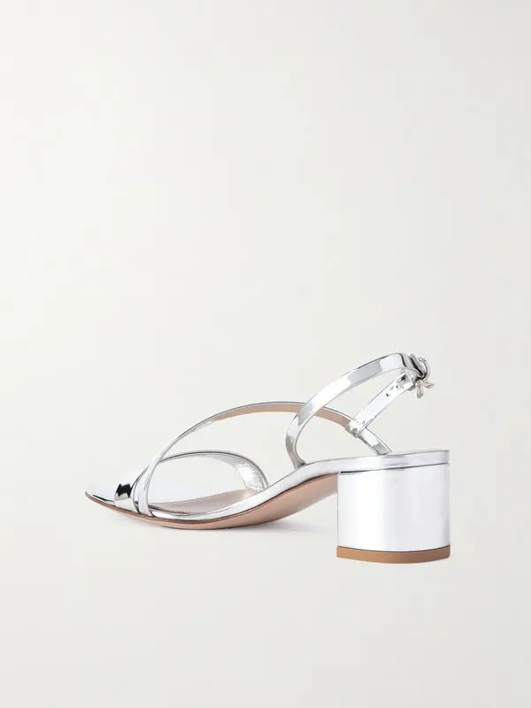 GIANVITO ROSSI Betsey 45 Metallic Leather Sandals - Silver