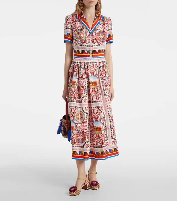 Dolce & Gabbana Printed Silk Midi Dress