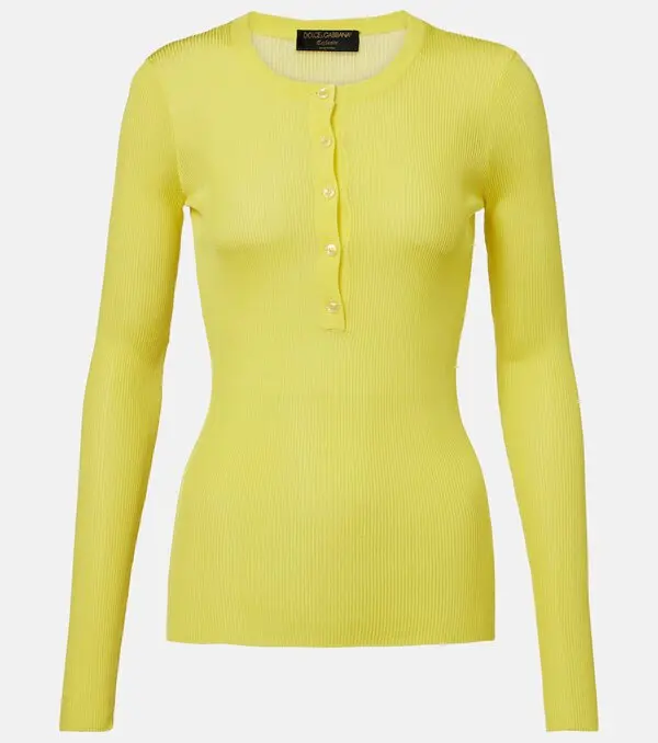 Dolce & Gabbana Ribbed-knit Button-down Sweater - Yellow