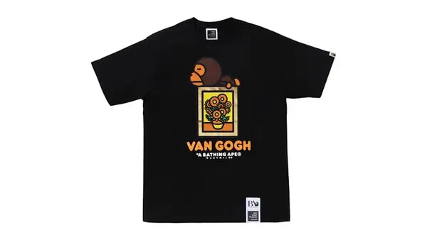 A BATHING APE X Van Gogh Museum Baby Milo Tee Shirt - Black