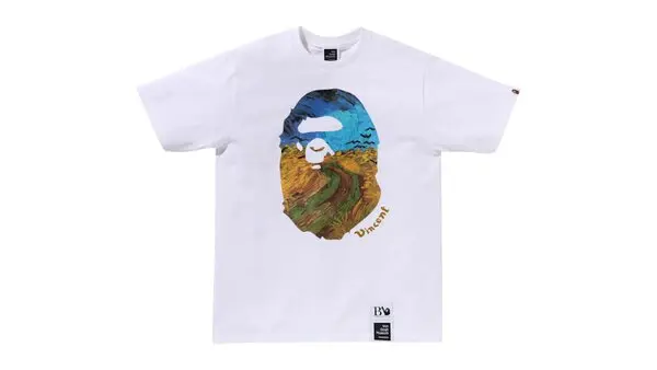 A BATHING APE X Van Gogh Museum Ape Head Canvas Art Ii Tee Shirt - White